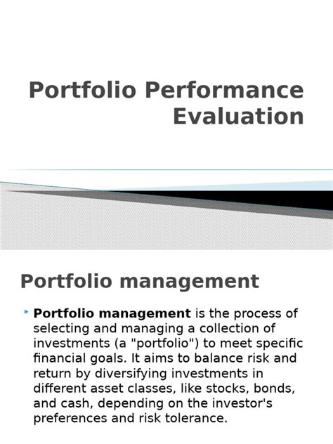Portfolio Performance Evaluation Pdf