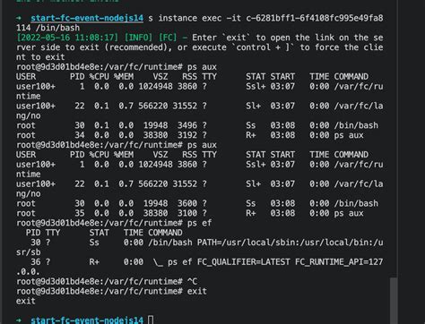 s instance exec 的信息显示被截断了 Issue devsapp fc GitHub