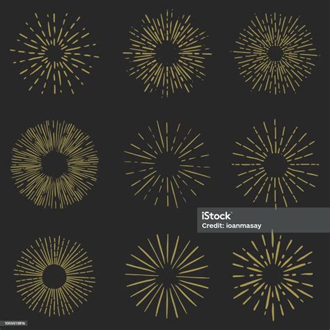 엠 블 럼 사인 포스터 카드 T셔츠에 흰색 바탕에 햇살 요소를 설정 합니다 개체 그룹에 대한 스톡 벡터 아트 및 기타 이미지