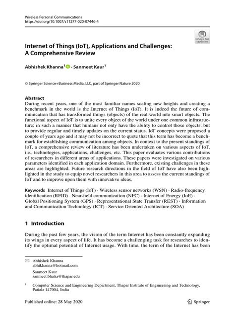 Internet Of Things Iot Applications And Pdf Internet Of Things Computer Network