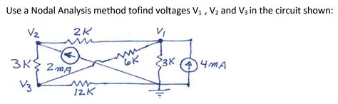 solved use a nodal analysis method tofind voltages v1 v2 and