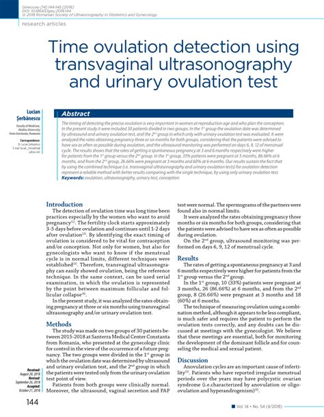 Pdf Time Ovulation Detection Using Transvaginal Ultrasonography And Urinary Ovulation Test