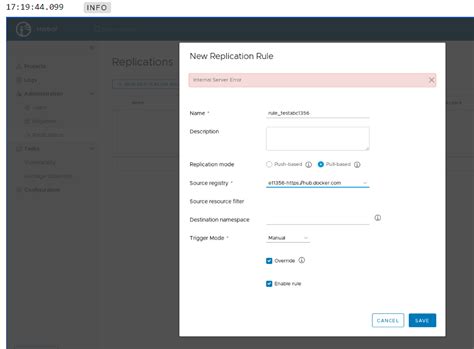 Internal Server Error Occurred When Add A Replication Rule · Issue