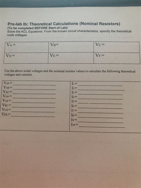 Solved Pre Lab La DC Nodal Analysis To Be Completed BEFORE Chegg Com