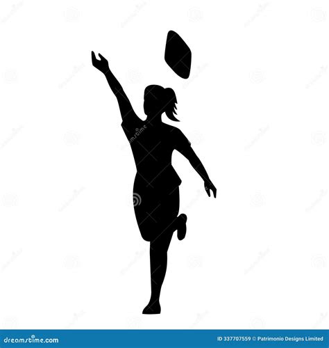 Female Cornhole Player Throwing Bag Front View Silhouette Cartoon Vector