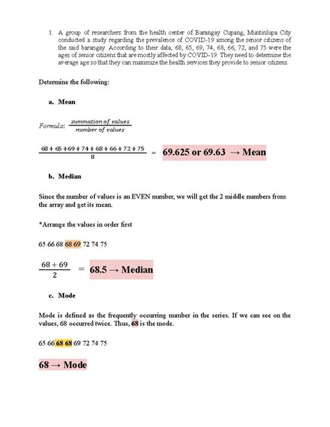 Biostat LAB M3 POST TASK 1 A Group Of Researchers From The Health Center Of Barangay Cupang