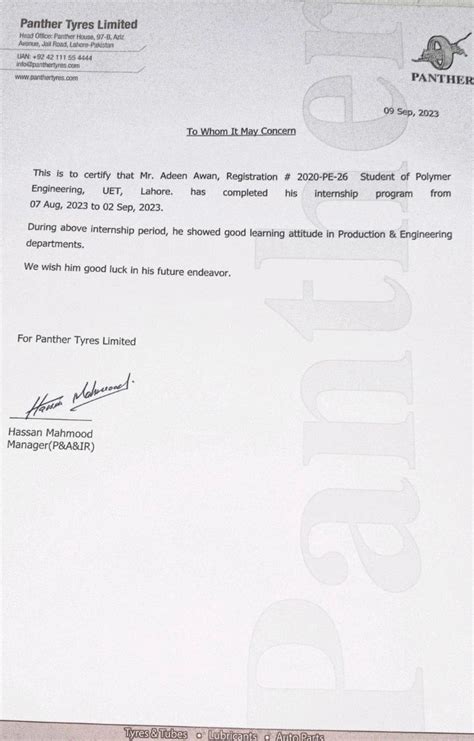 Adeen Awan On Linkedin Internshipexperience Tiremanufacturing