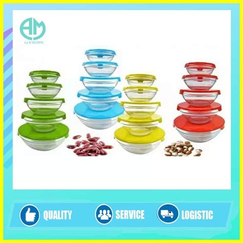 Glass Bowl 5 In 1 Colorful Storage Glass Salad Bowl Set Ramdom Colors