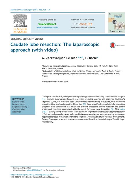 Pdf Caudate Lobe Resection The Laparoscopic Approach With Video