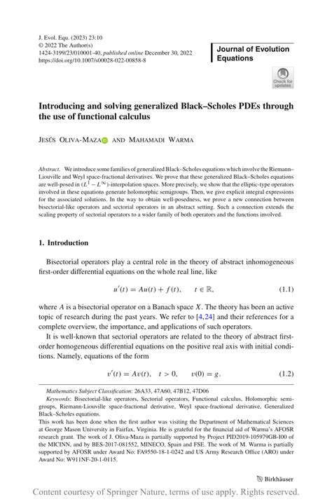 Pdf Introducing And Solving Generalized Black Scholes Pdes Through The Use Of Functional Calculus