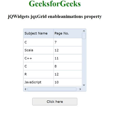 jqwidgets jqxgrid enableanimations propriété stacklima