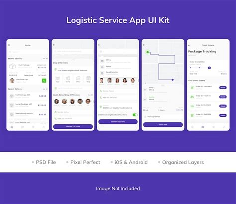 premium psd logistic service app ui kit