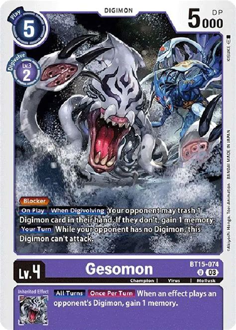 Digimon Trading Card Game Exceed Apocalypse Single Card Uncommon Gesomon Bt15 074 Toywiz