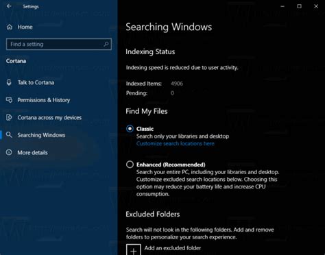 Turn On Or Off Enhanced Mode For Search Indexer In Windows 10