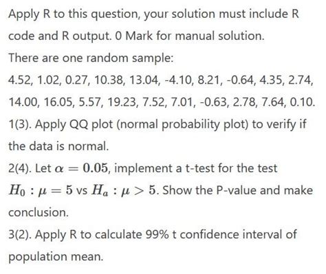 Solved Apply R To This Question Your Solution Must Include Chegg