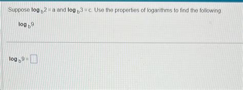 Solved Suppose Logb A And Logb C Use The Properties Of Chegg