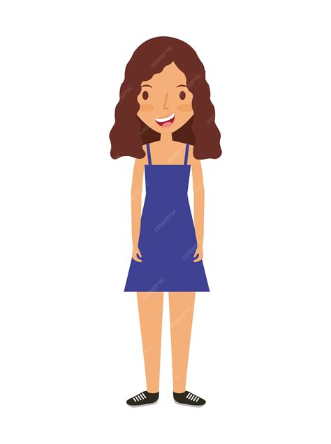 Chica Joven De Dibujos Animados Vector Premium