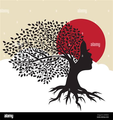 Tree With Female Face Vector Graphic Design Element Stock Vector Image