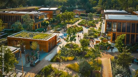 Overview Of A Contemporary Educational Campus Featuring Sustainable