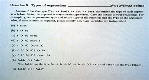 Exercise 5 Types Of Expressions 2 4 3 5 23 Points Assume F Has