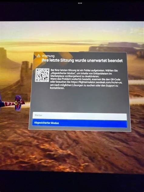 unable to select continue on your last session ended unexpectedly