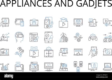Appliances And Gadjets Line Icons Collection Devices Machines Technology Tools Equipment