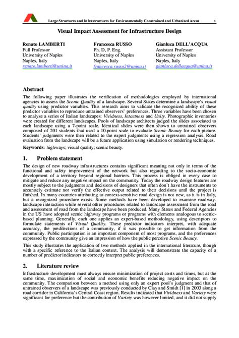 Pdf Visual Impact Assessment For Infrastructure Design
