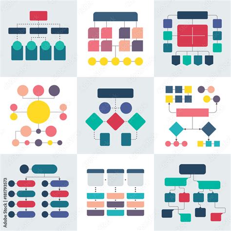 Flowchart Schemes And Hierarchy Diagrams Workflow Chart Vector