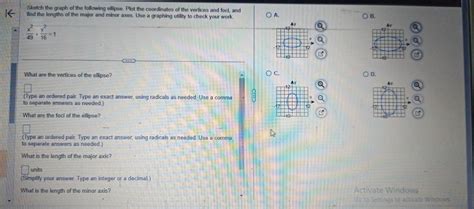 Solved Sketch The Graph Of The Following Ellipse Plot The Chegg