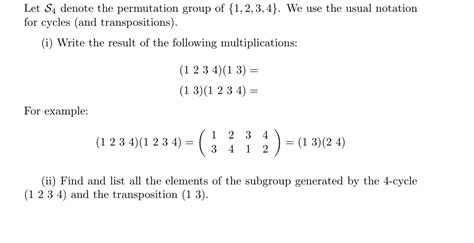 solved let s4 denote the permutation group of {1 2 3 4