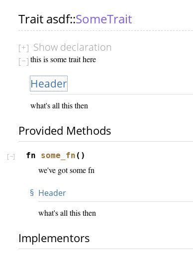 Trait Method Documentation Markdown Header Works But Is Missing Horizontal Rule Underneath