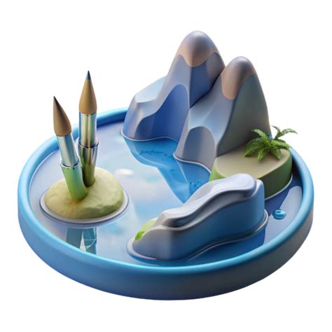 Serene Island Landscape 3d Render Of Artistic Miniature 54586353 Png
