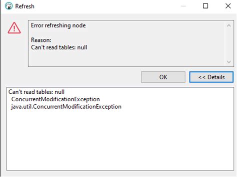 Can T Read Tables Null ConcurrentModificationException Java Util