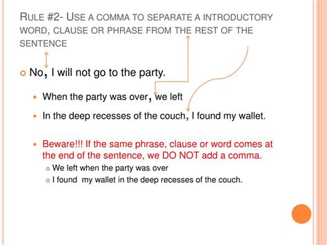 PPT Comma Rules PowerPoint Presentation Free Download ID