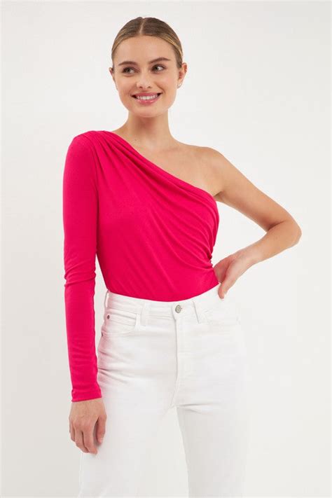Shirred One Shoulder Body Suit V O G L I O