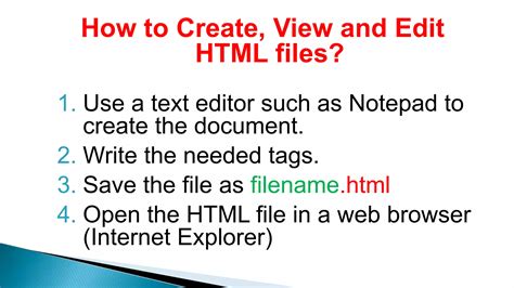 Introduction To Html Ppt