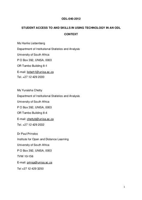 Pdf Student Access To And Skills In Using Technology In An Open And