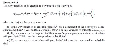 Solved Exercise The Wave Function Of An Electron In A Chegg Com