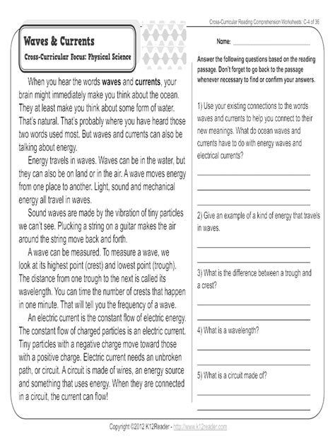Science Reading Comprehension Worksheets Pdf Reading Worksheet Printable