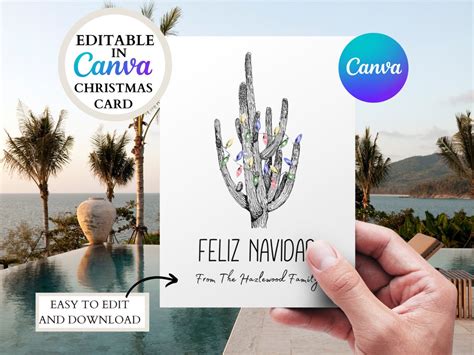 Editable Canva Template Feliz Navidad Holiday Cards Printable