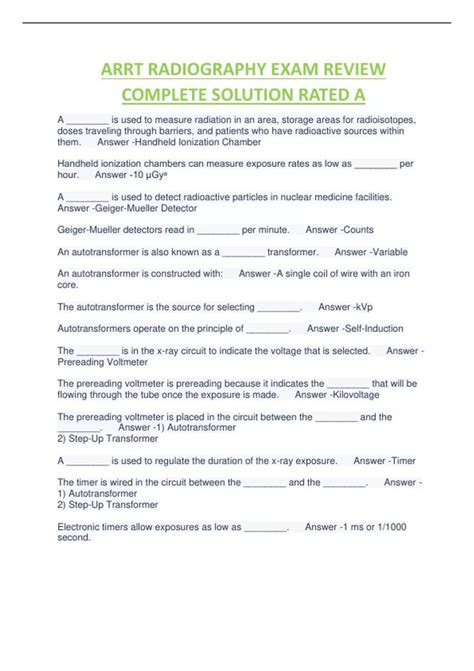 ARRT RADIOGRAPHY EXAM REVIEW COMPLETE SOLUTION RATED A ARRT Stuvia US