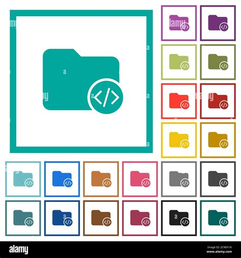 source code directory flat color icons with quadrant frames on white