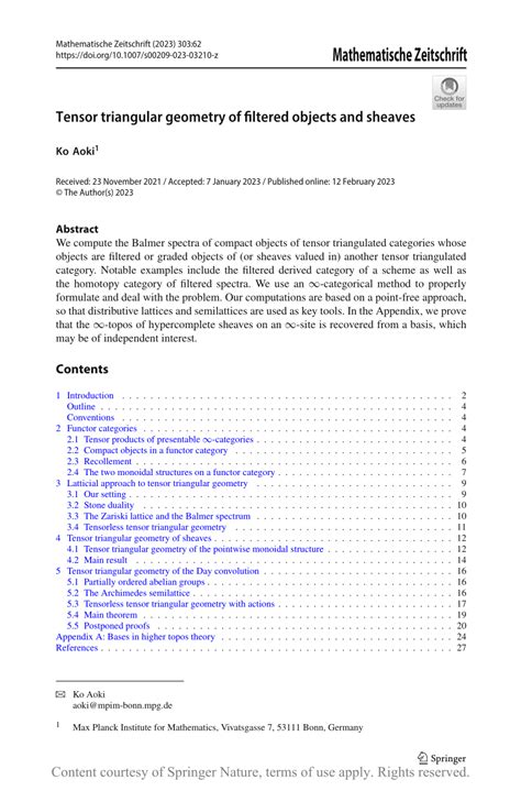 Pdf Tensor Triangular Geometry Of Filtered Objects And Sheaves