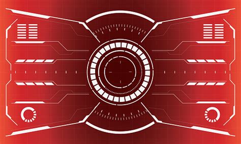 Hud 공상 과학 소설 인터페이스 화면 보기 백색 원형 기하학적 디자인 가상의 미래 기술 창조적 인 디스플레이 빨간 벡터에 0명에 대한 스톡 벡터 아트 및 기타 이미지