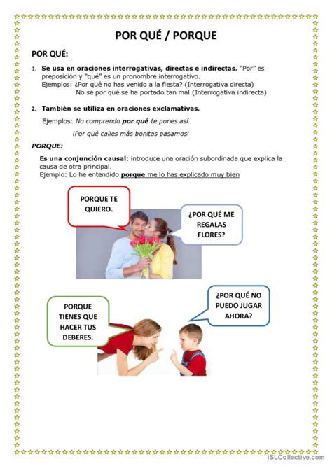 Porque Por Qué English Esl Worksheets Pdf And Doc