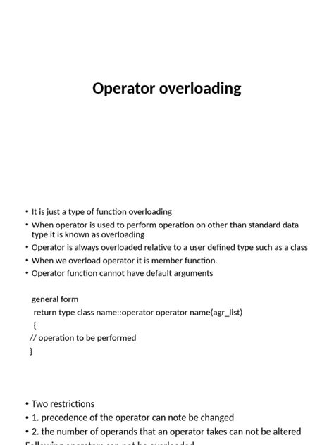 Operatoroverloading Ch5 Pdf Computer Engineering Programming