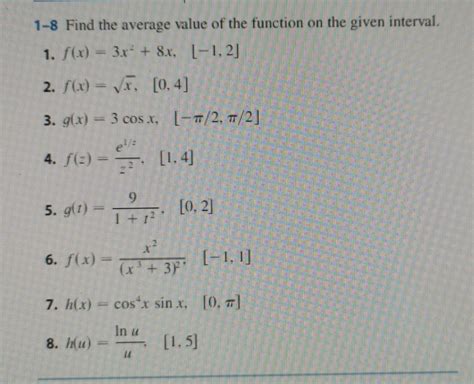 Solved Find The Average Value Of The Function On The Chegg Com