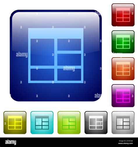 Spreadsheet Vertically Merge Table Cells Icons In Rounded Square Color Glossy Button Set Stock