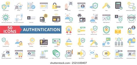 Authentication Icon Collection Set Containing Identity Stock Vector Royalty Free 2485171483