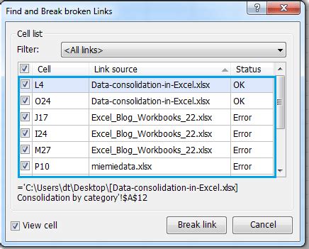 How to break all external links in Excel?